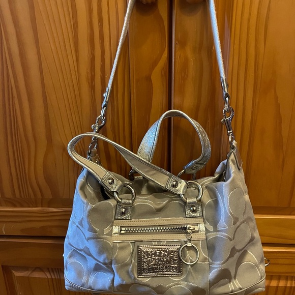 Coach | Bags | Coach Poppy Metallic Silver Womens Bag | Poshmark